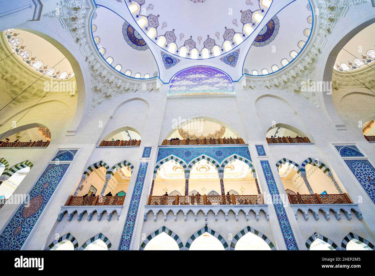 Interior view of Istanbul Camlica Mosque. Camlica Mosque is the largest ...