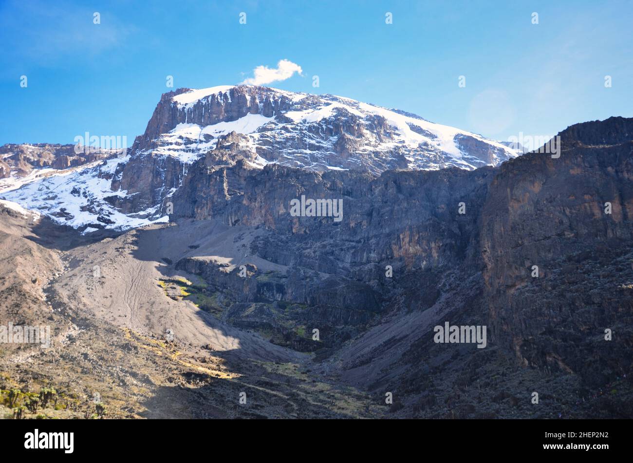fantastic view of mount kilimanjaro, uhuru peak. Morning mood in ...