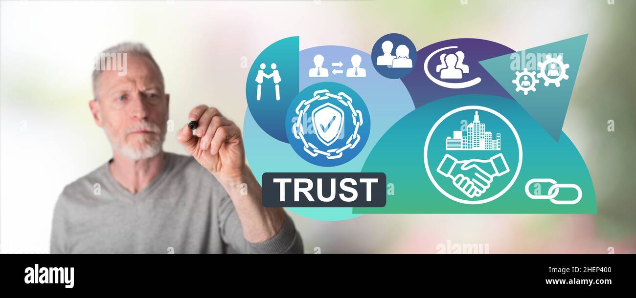 Trust concept drawn by a man Stock Photo - Alamy