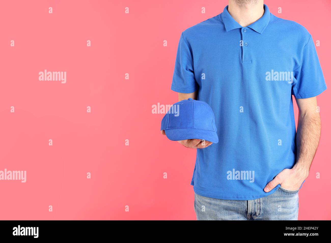 Man in cap blue shirt hi-res stock photography and images - Alamy