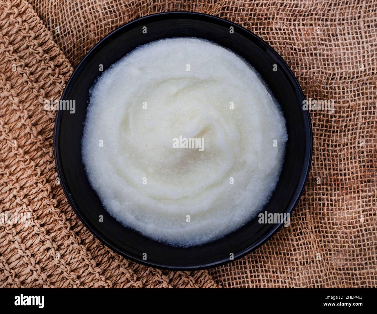 Traditional South African Maize meal porridge on rustic background ...