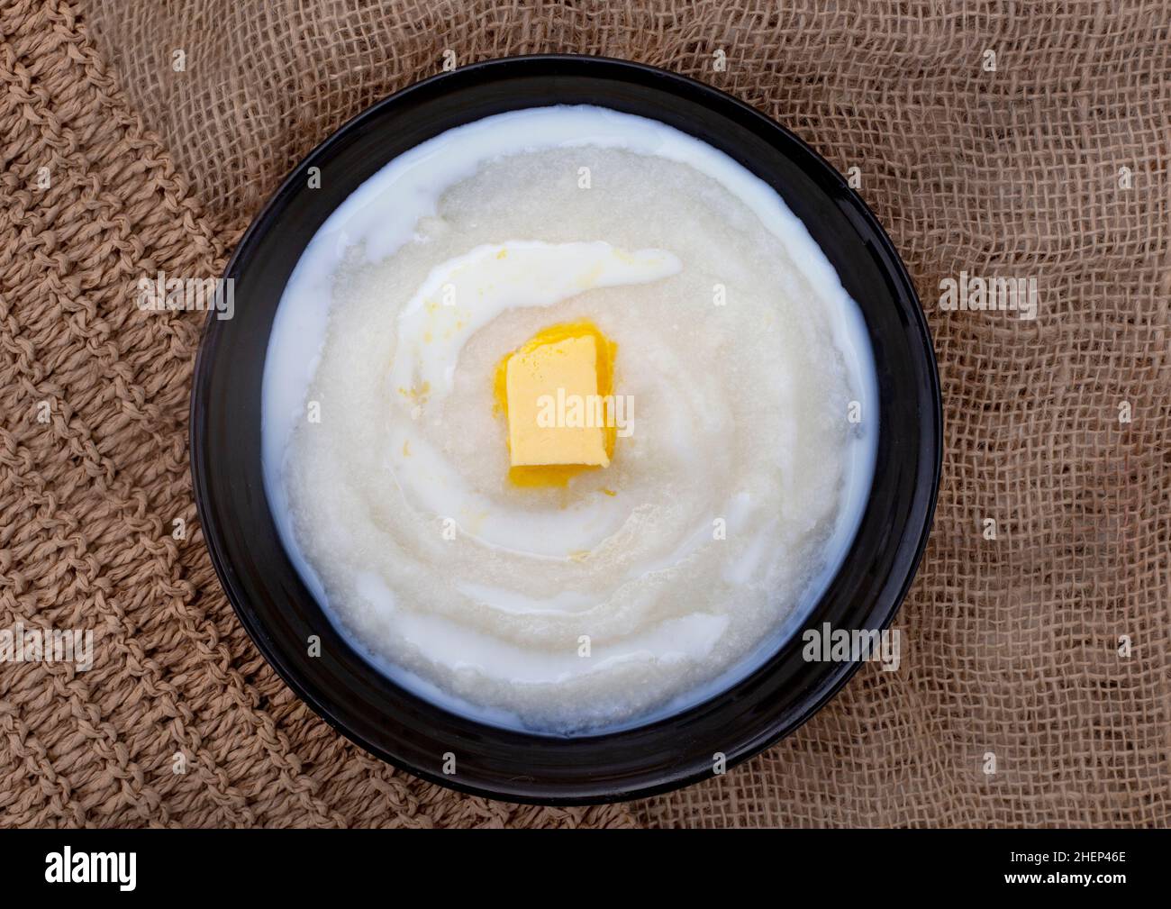 Traditional South African Maize meal porridge on rustic background ...