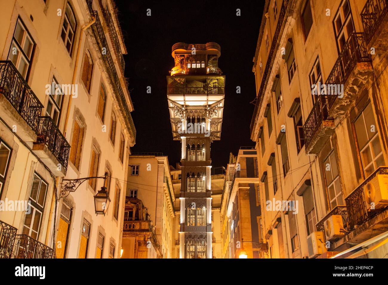 the Elevador de santa Justa in Baixa in the City of Lisbon in Portugal ...