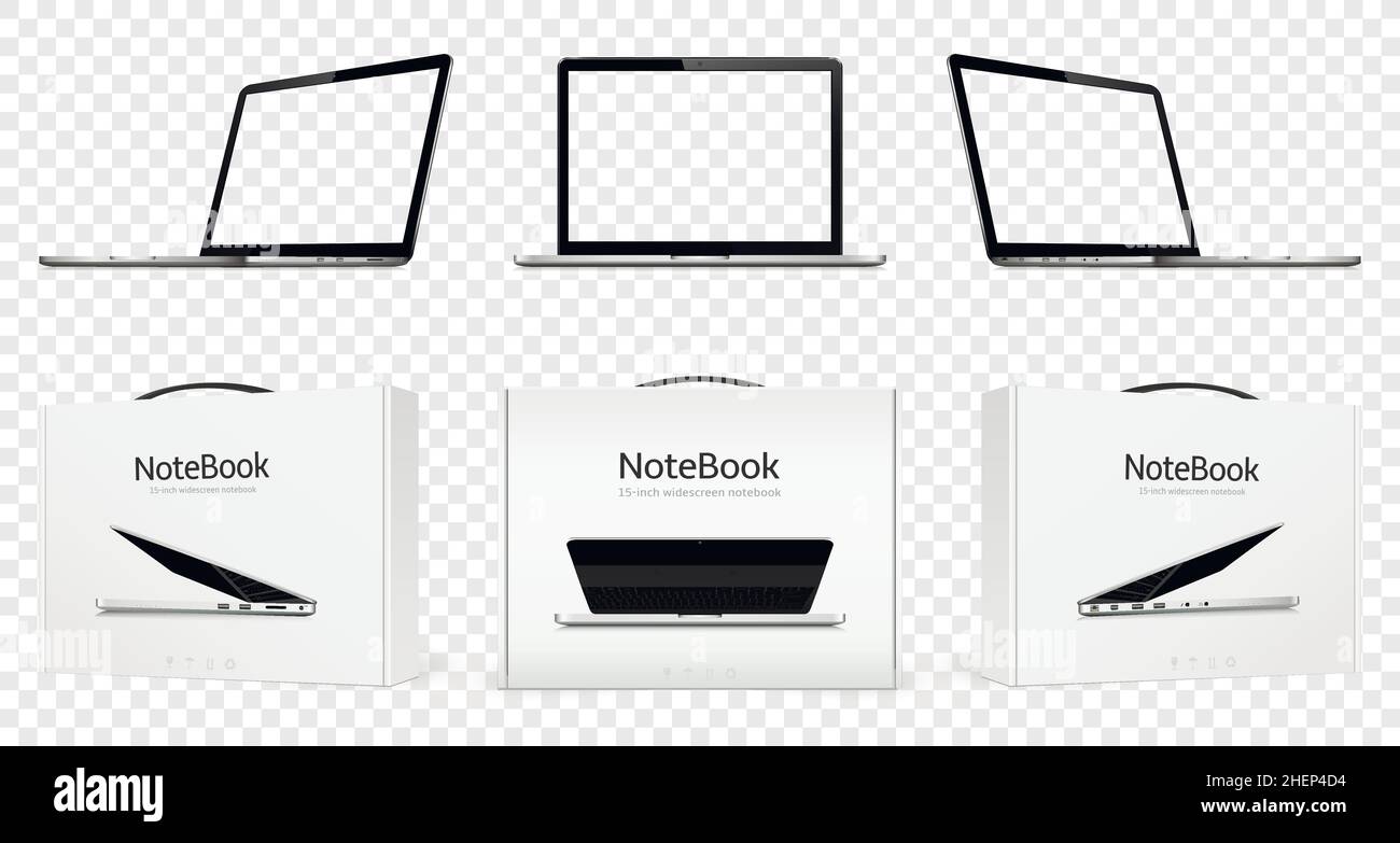 Laptop mock up with transparent screen isolated Stock Vector Image ...