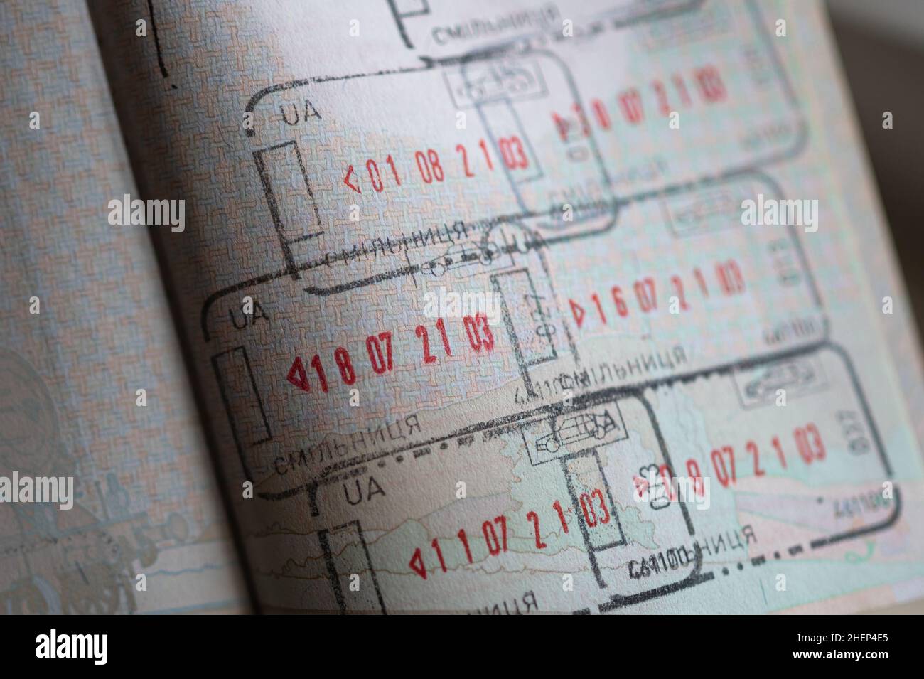 Ukrainian border stamps in the passport Stock Photo - Alamy