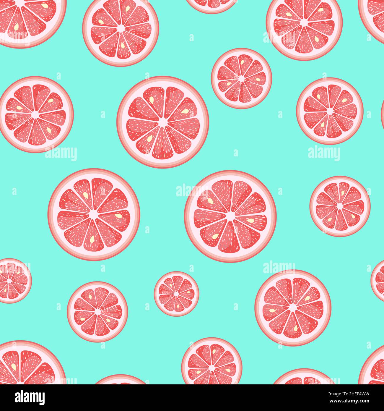 Seamless blue background of round grapefruit citrus slices Stock Photo ...