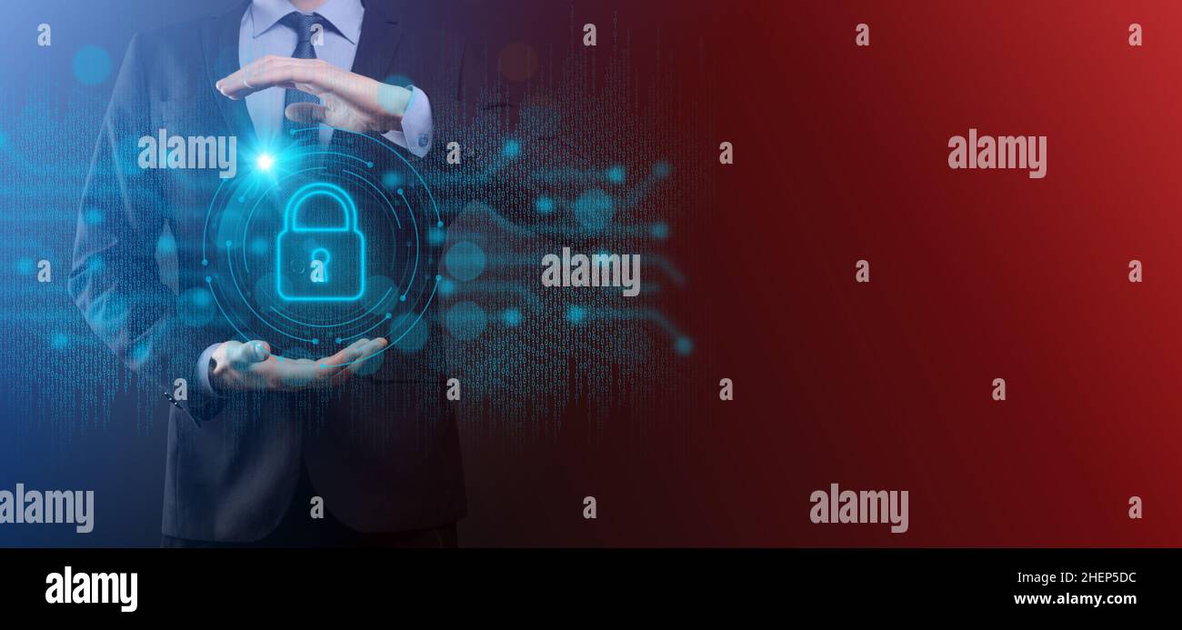 Cyber security network. Padlock icon and internet technology networking ...