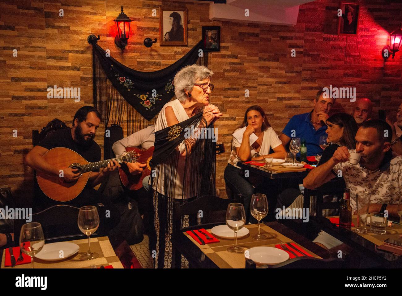 traditional Fado Music in a Fado Restaurant in the city area of Alfama ...