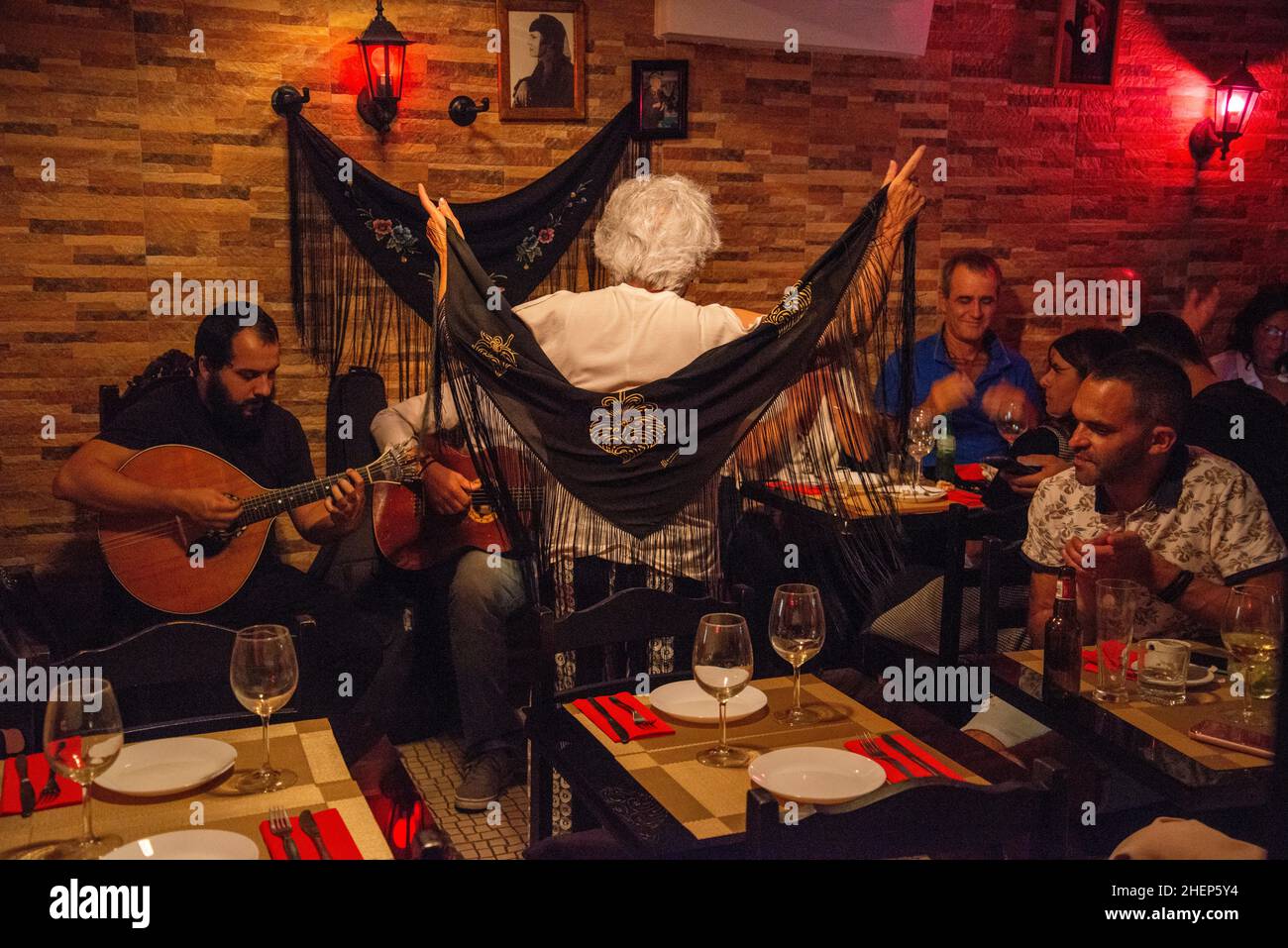 traditional Fado Music in a Fado Restaurant in the city area of Alfama ...