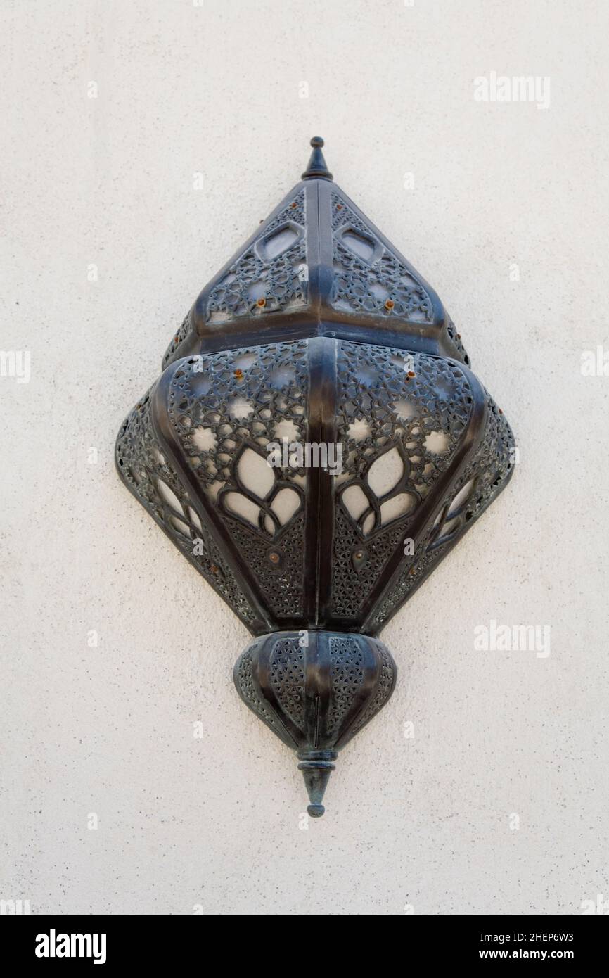 A traditional decorative Arabian design wall lamp that was located on a ...