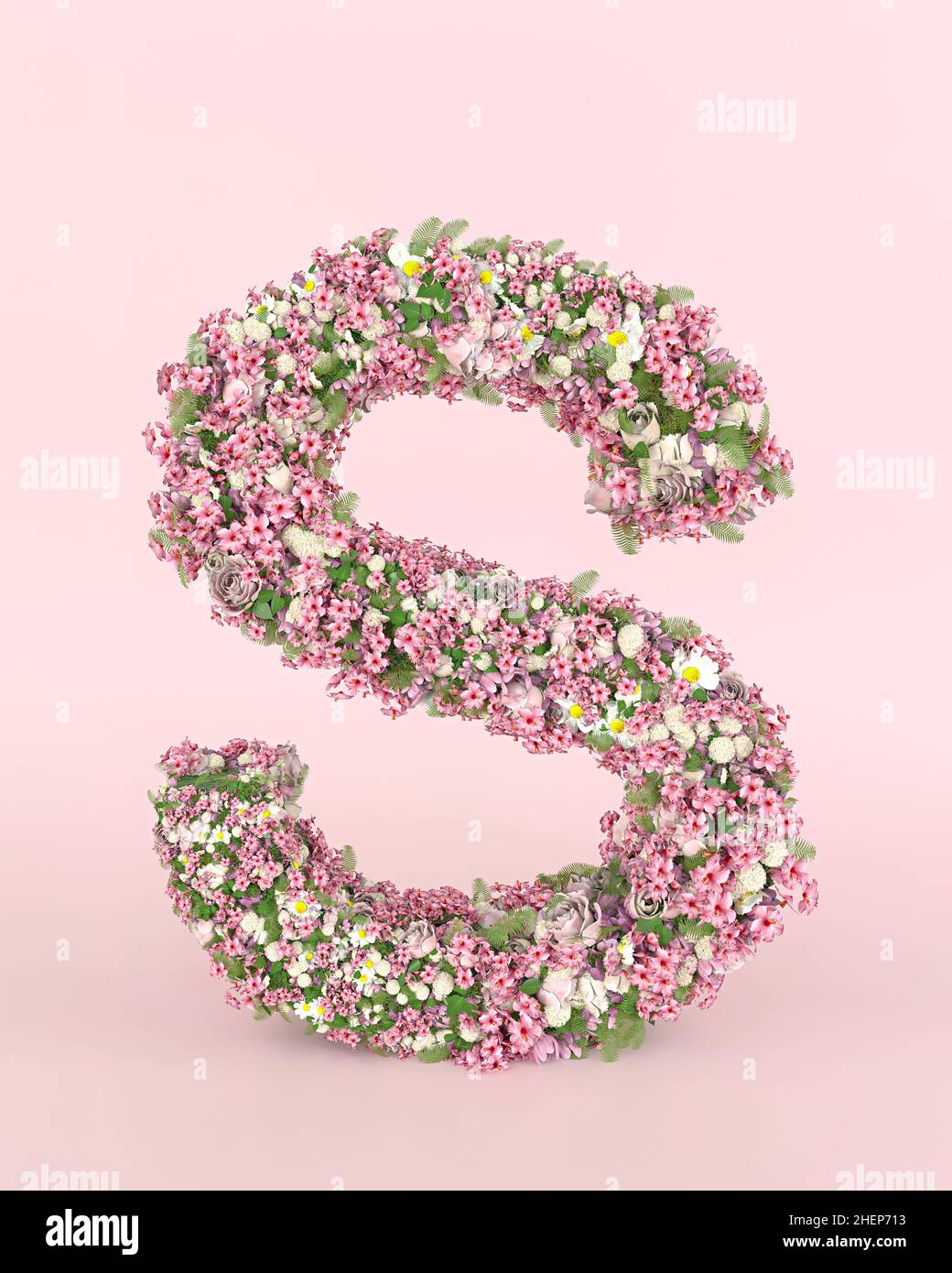 Creative letter S concept made of fresh Spring wedding flowers. Flower ...