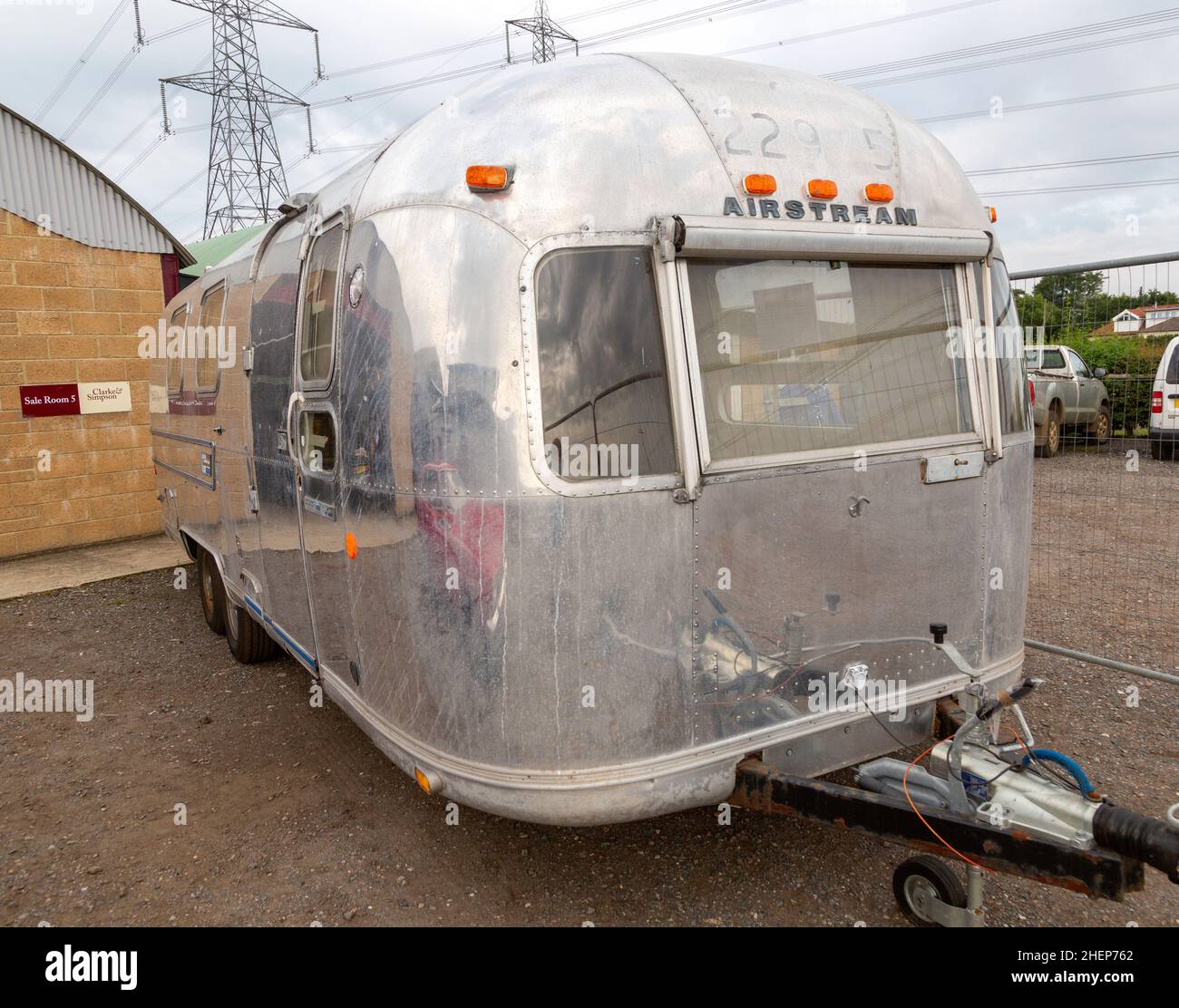 Vintage Airstream silver trailer caravan on display at an auction ...