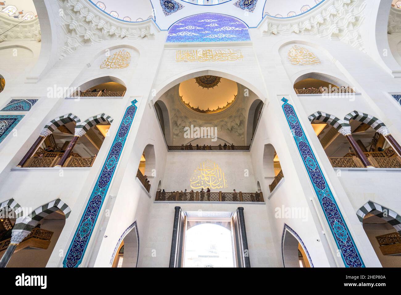 Interior of the Istanbul Camlica Mosque. Camlica Mosque is the largest ...
