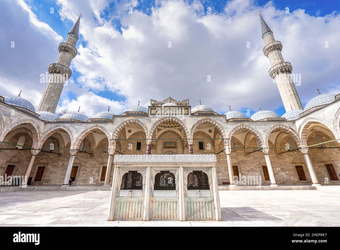 Wide angle view of the Suleymaniye Mosque in Istanbul. Suleymaniye ...