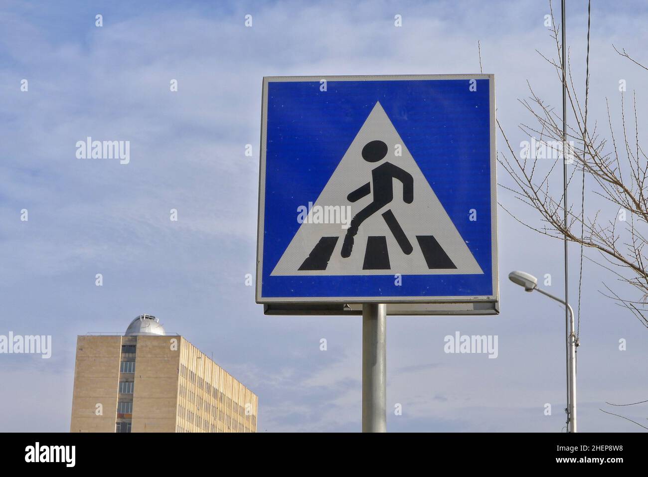Zebra crossing road sign in the street Stock Photo - Alamy