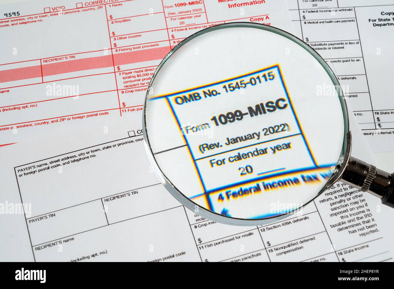 Tax Form 1099-misc on a white background Stock Photo - Alamy