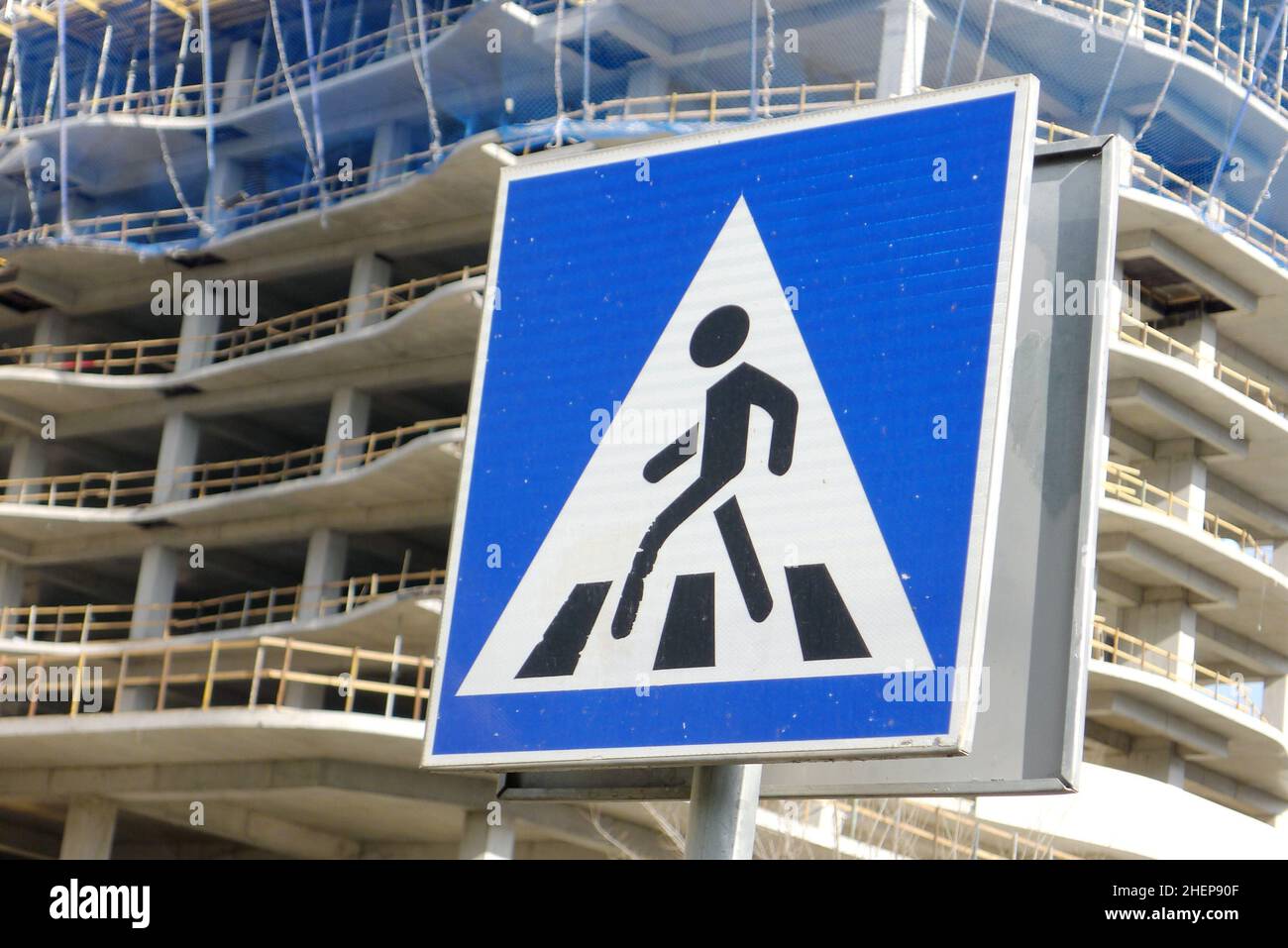 Zebra crossing road sign in the street Stock Photo - Alamy