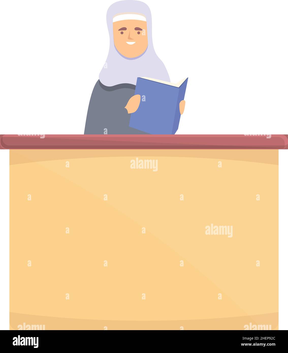 Smiling arab teacher icon cartoon vector. Muslim school. Student ...