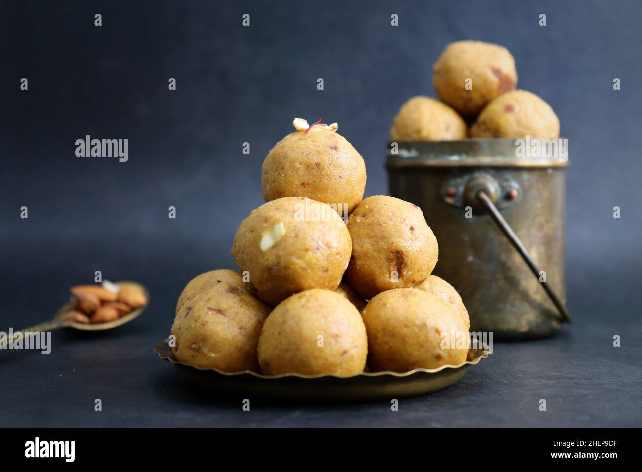 Indian Traditional Sweet Food Besan ke Laddu. Made using gram flour ...
