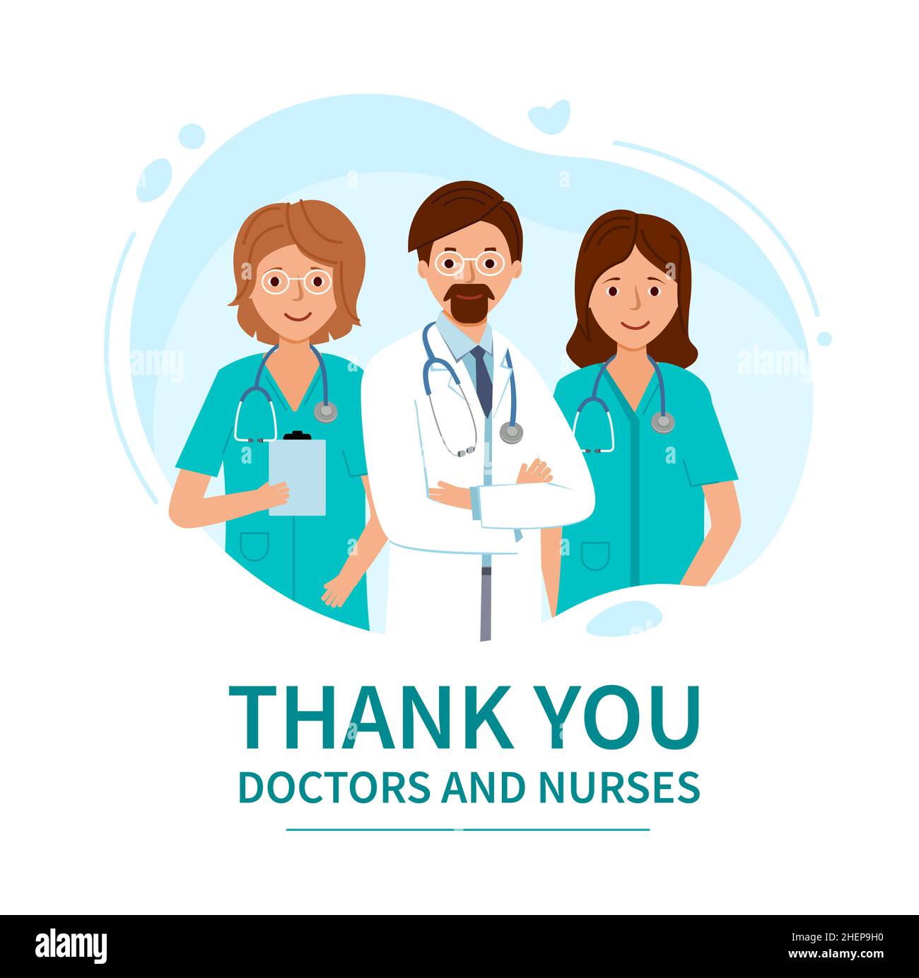 Thank you doctors and nurses. Card with Group of doctors Stock Vector ...