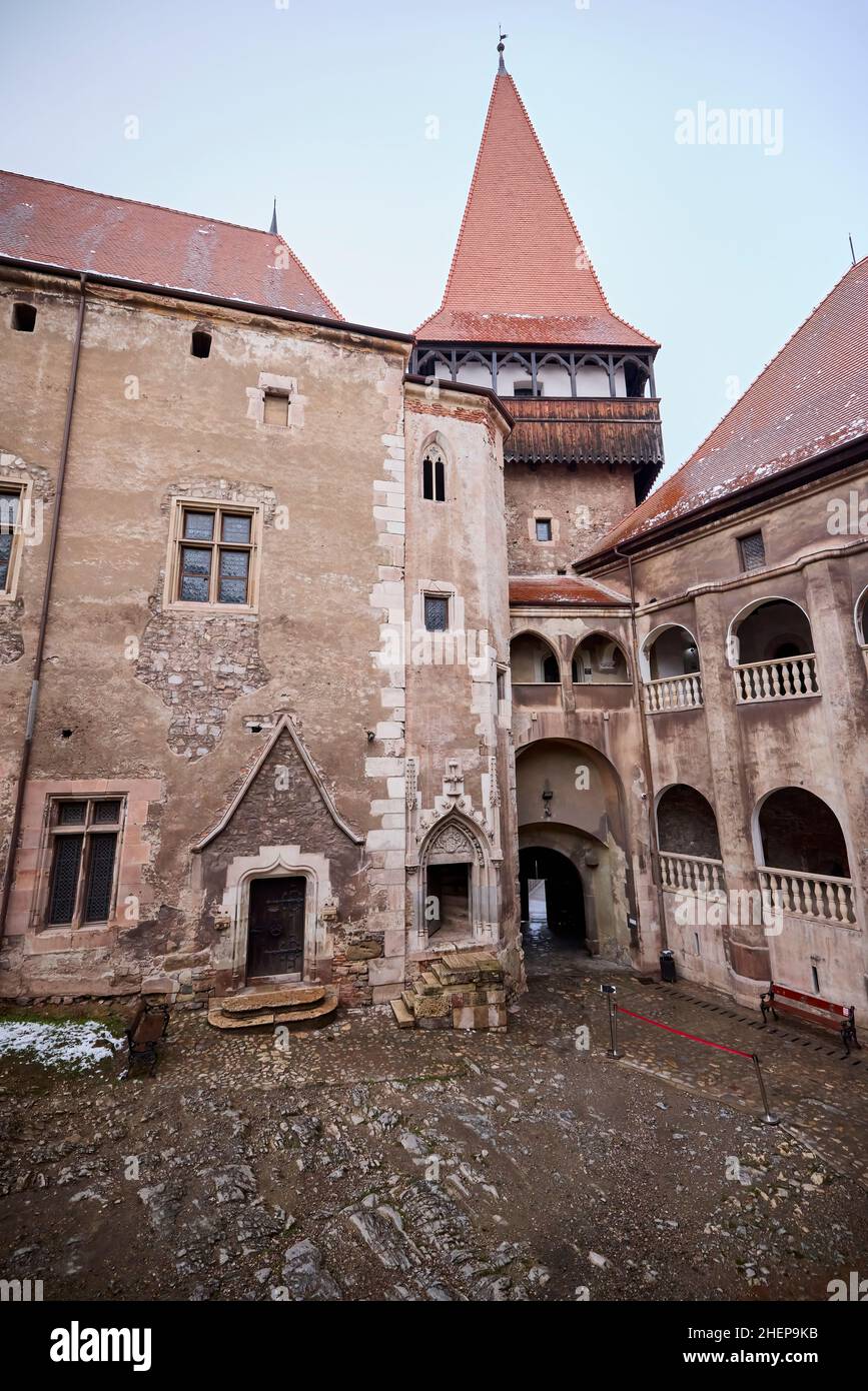Hunedoara, Romania. January 8-2022. Corvinilor Castle, also called ...