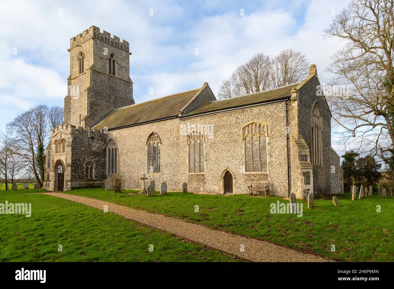 Village parish church Saint Nicholas, Oakley, Suffolk, England, UK ...