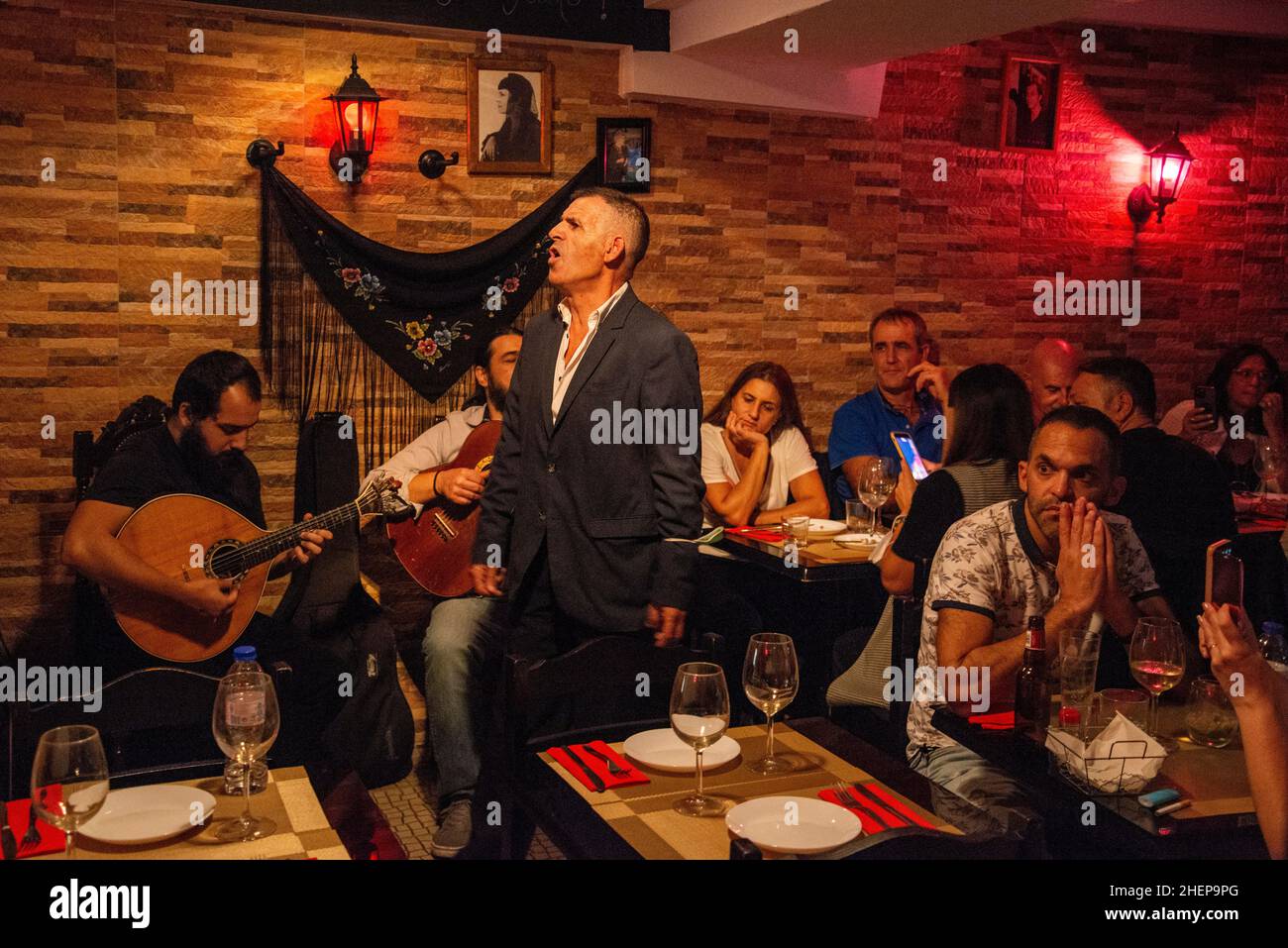 traditional Fado Music in a Fado Restaurant in the city area of Alfama ...