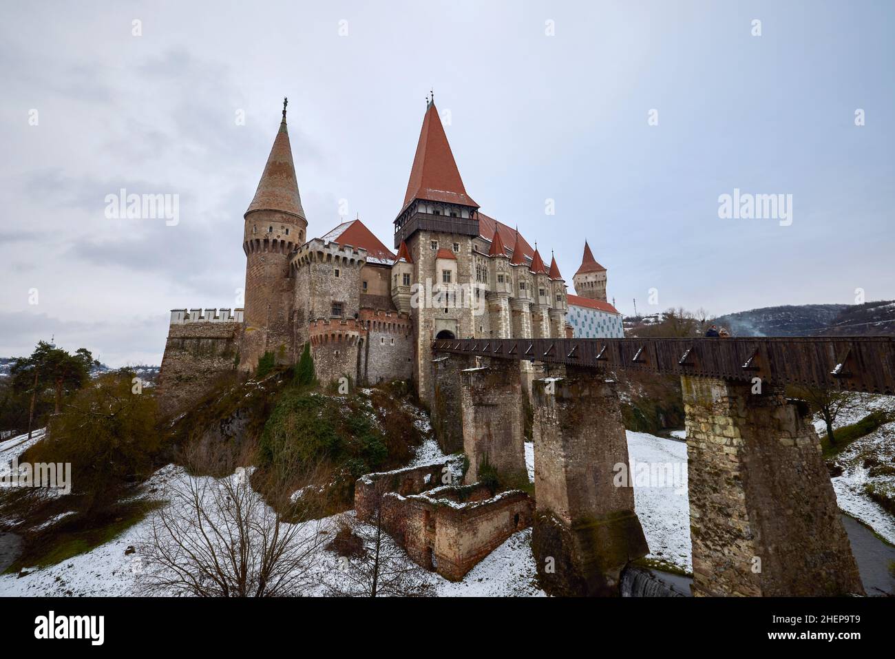 Hunedoara, Romania. January 8-2022. Corvinilor Castle, also called ...