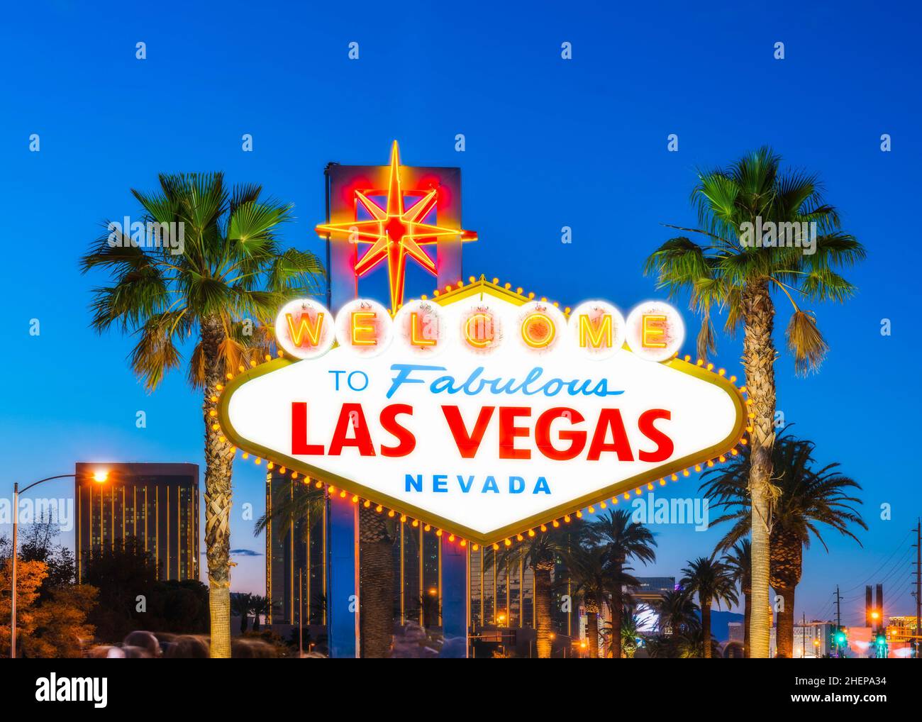 Las vegas strip sign sunset hi-res stock photography and images - Alamy