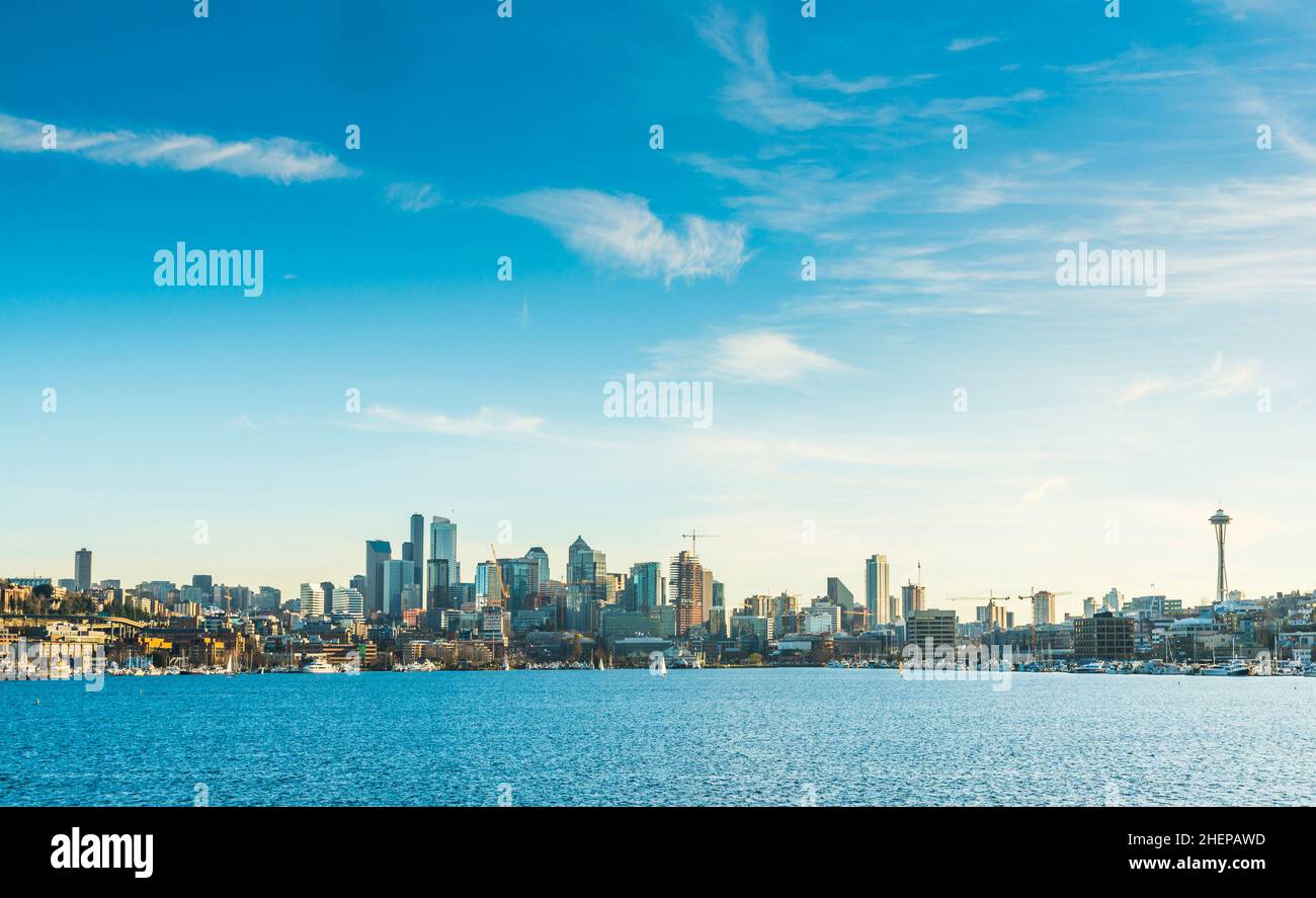 Seattle cityskyline over Lake Union on sunny day,seattle,washington,usa ...
