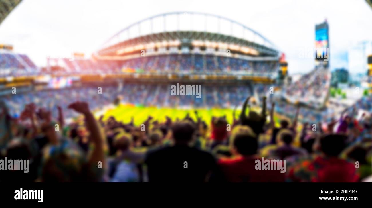 fans in full stadium celebrate there goal in open air roof stadium in ...