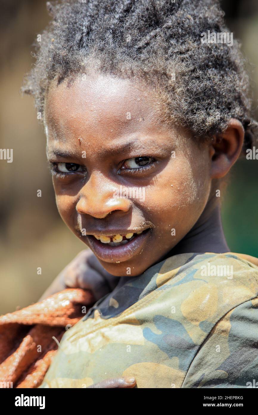 Young and Cute African Children in the Traditional Konso Tribal Village ...