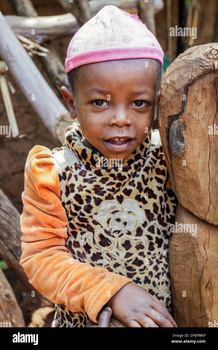 Young and Cute African Children in the Traditional Konso Tribal Village ...