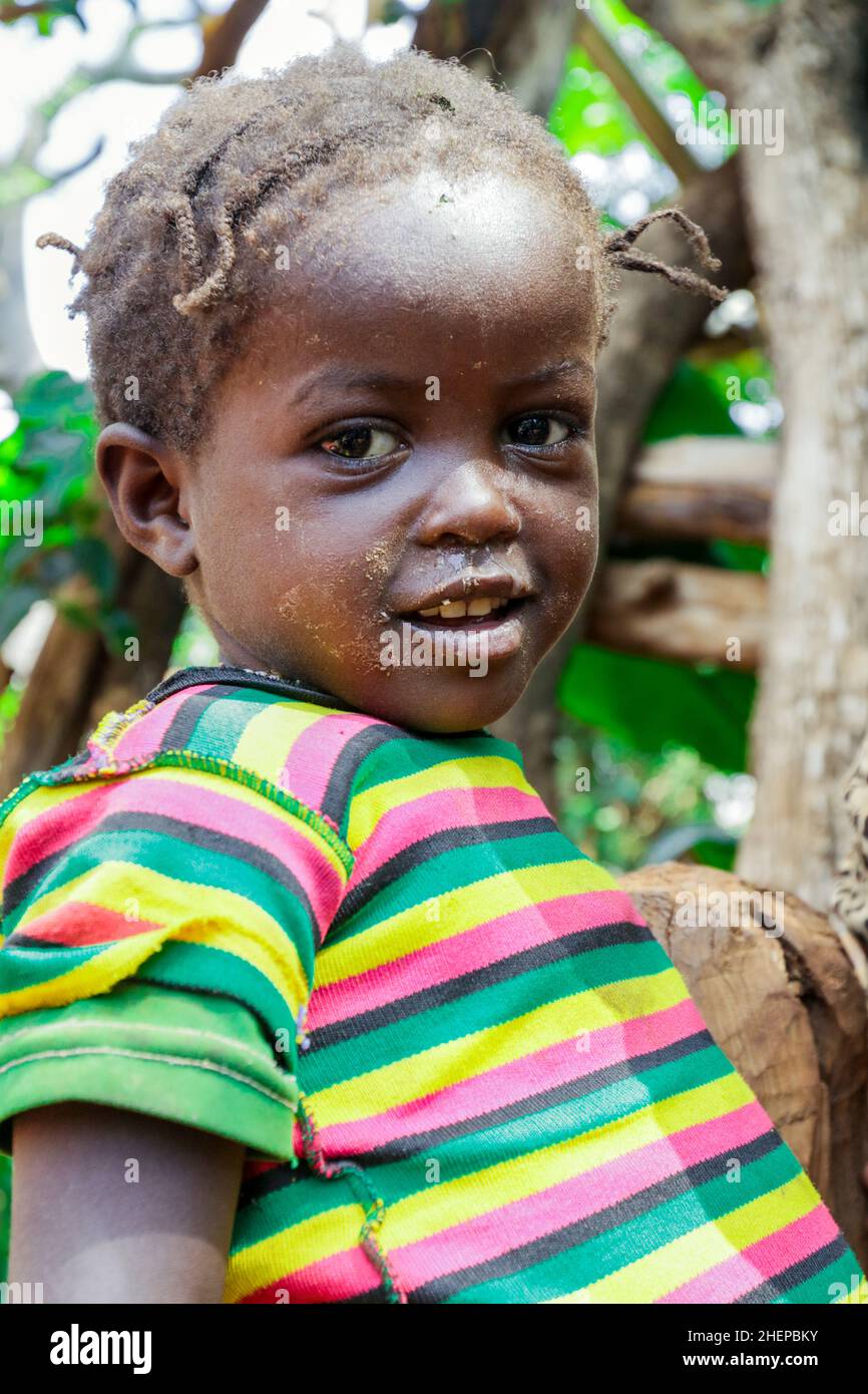 Young and Cute African Children in the Traditional Konso Tribal Village ...