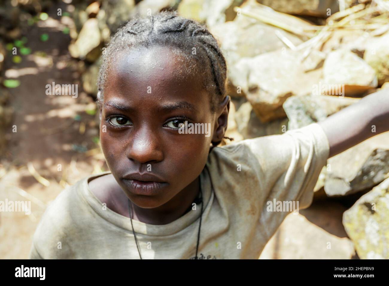 Young and Cute African Children in the Traditional Konso Tribal Village ...