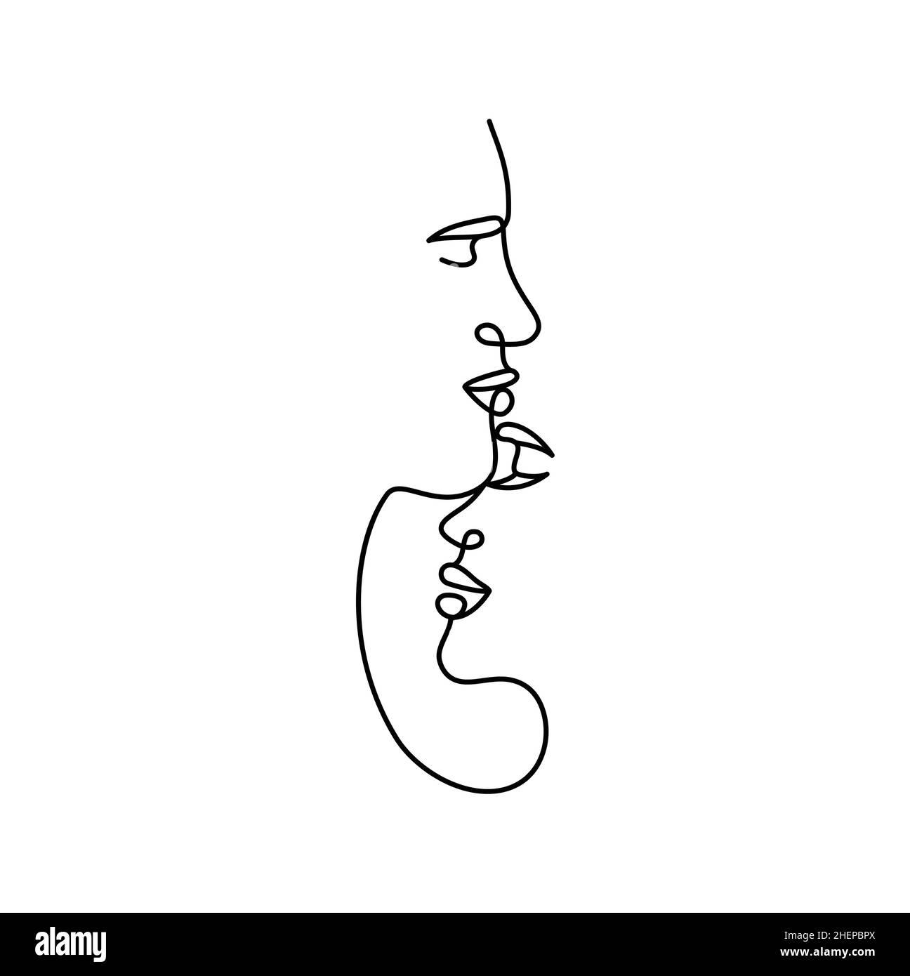 Abstract couple on white in a line art style Stock Vector Image & Art ...