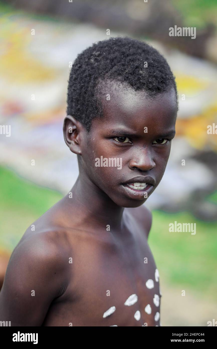 Close up portraits of Benna Tribe Young Boys with Traditional Body ...