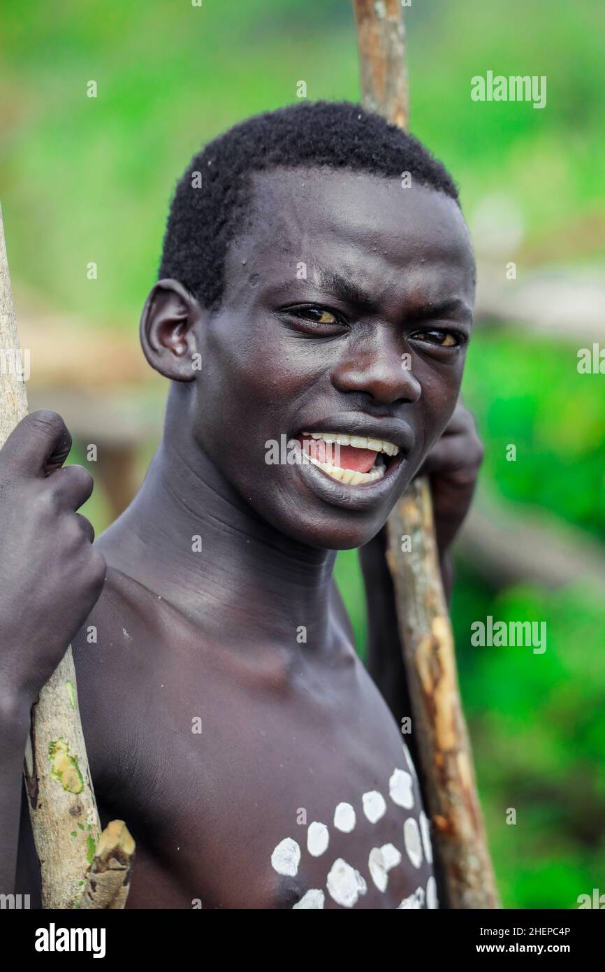 Close up portraits of Benna Tribe Young Boys with Traditional Body ...