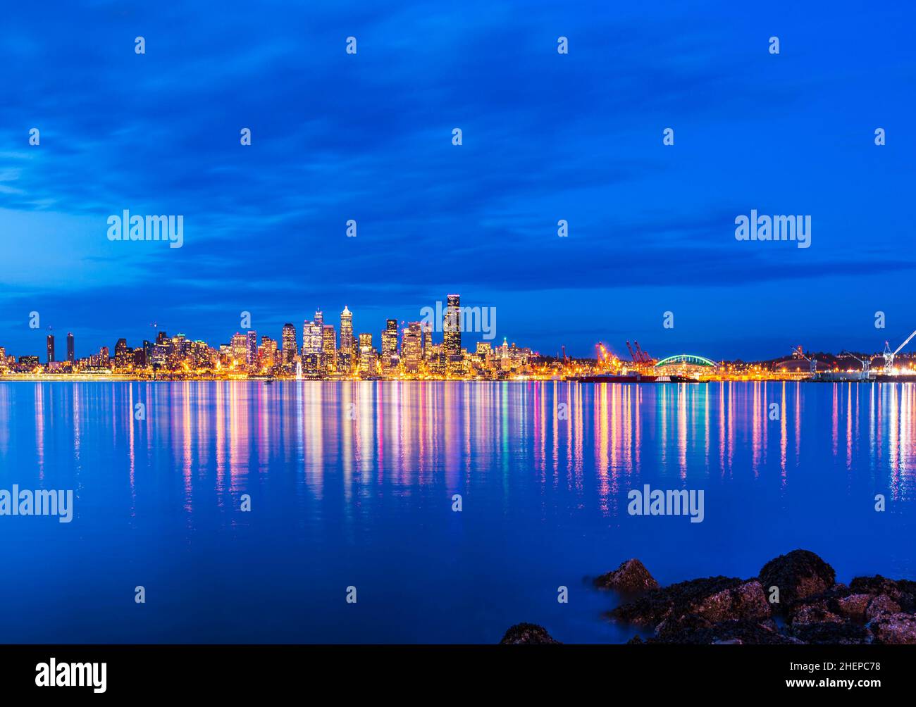 Seattle City Skyline with reflection in water,seattle,washington,usa ...