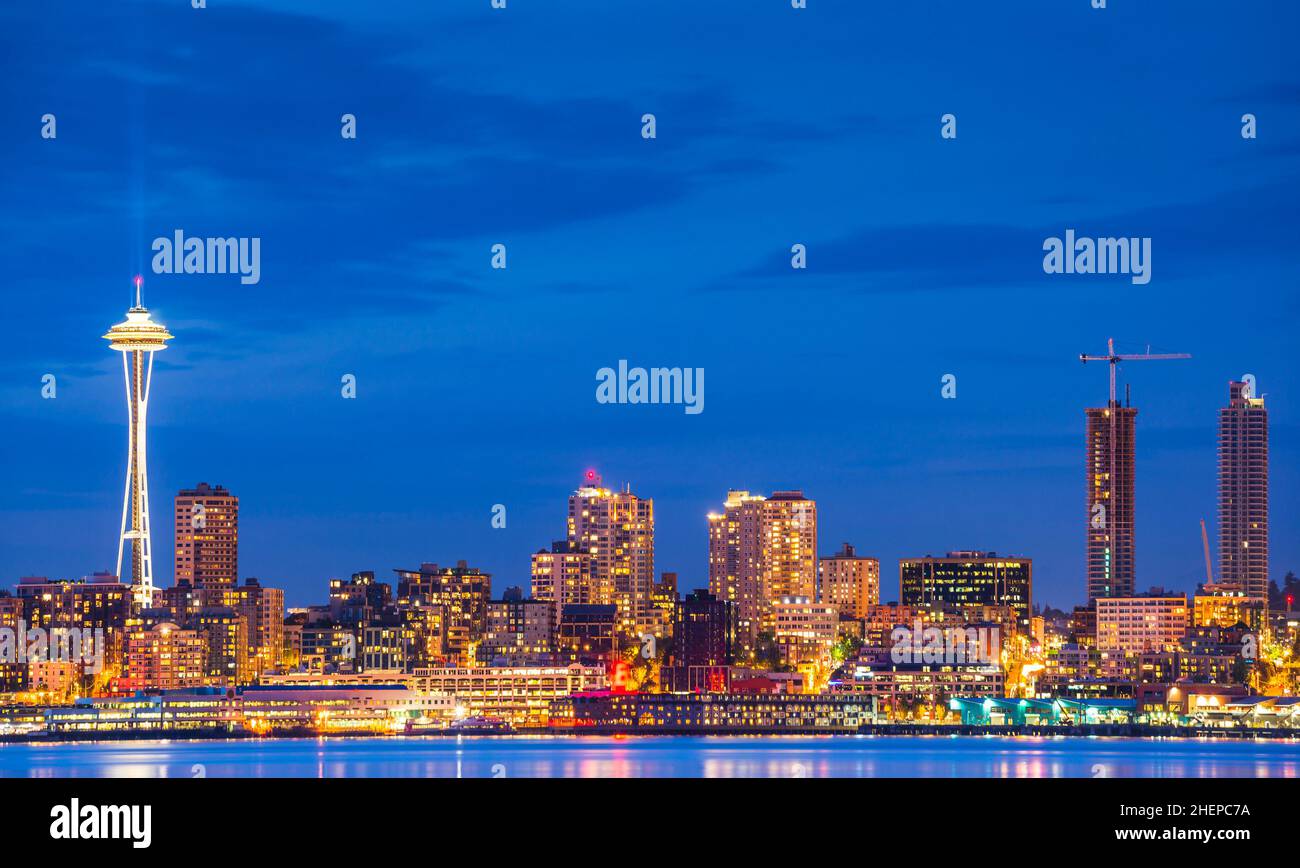 Seattle City Skyline with reflection in water,seattle,washington,usa ...