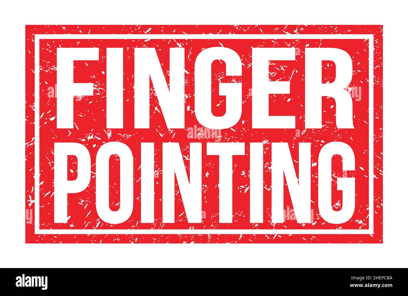 FINGER POINTING, words written on red rectangle stamp sign Stock Photo ...