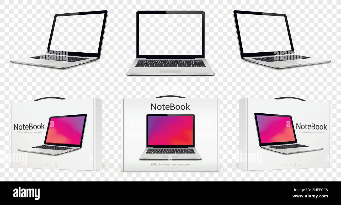 Laptop mock up with transparent screen isolated Stock Vector Image ...