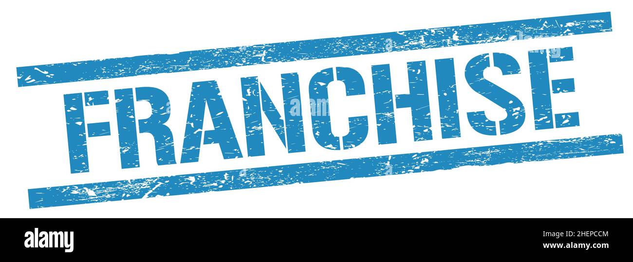 FRANCHISE text on blue grungy rectangle stamp sign Stock Photo - Alamy