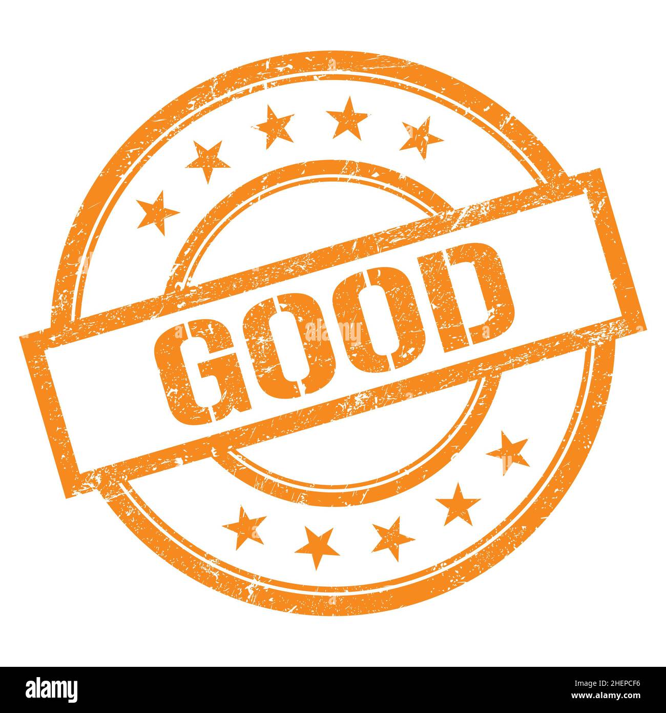 GOOD text written on orange round vintage rubber stamp Stock Photo - Alamy