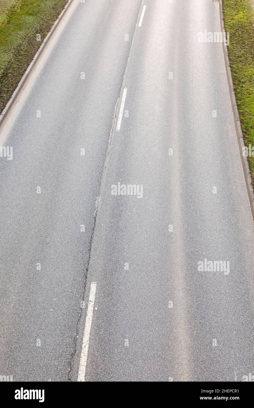aerial of asphalt street with white stripes Stock Photo - Alamy