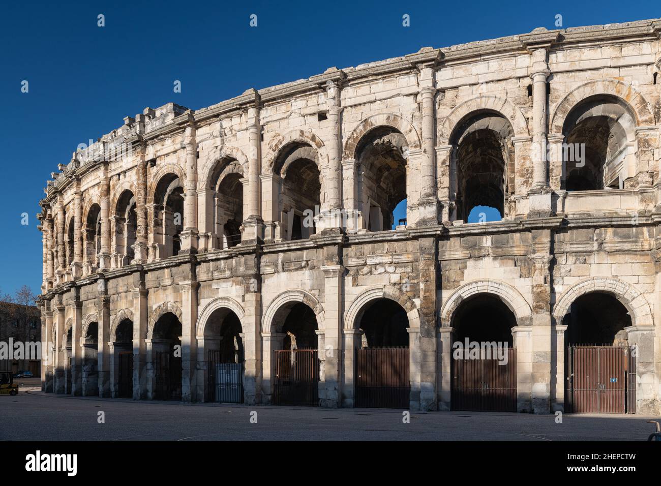 View of the famous Roman Coliseum - Nimes, France Stock Photo - Alamy