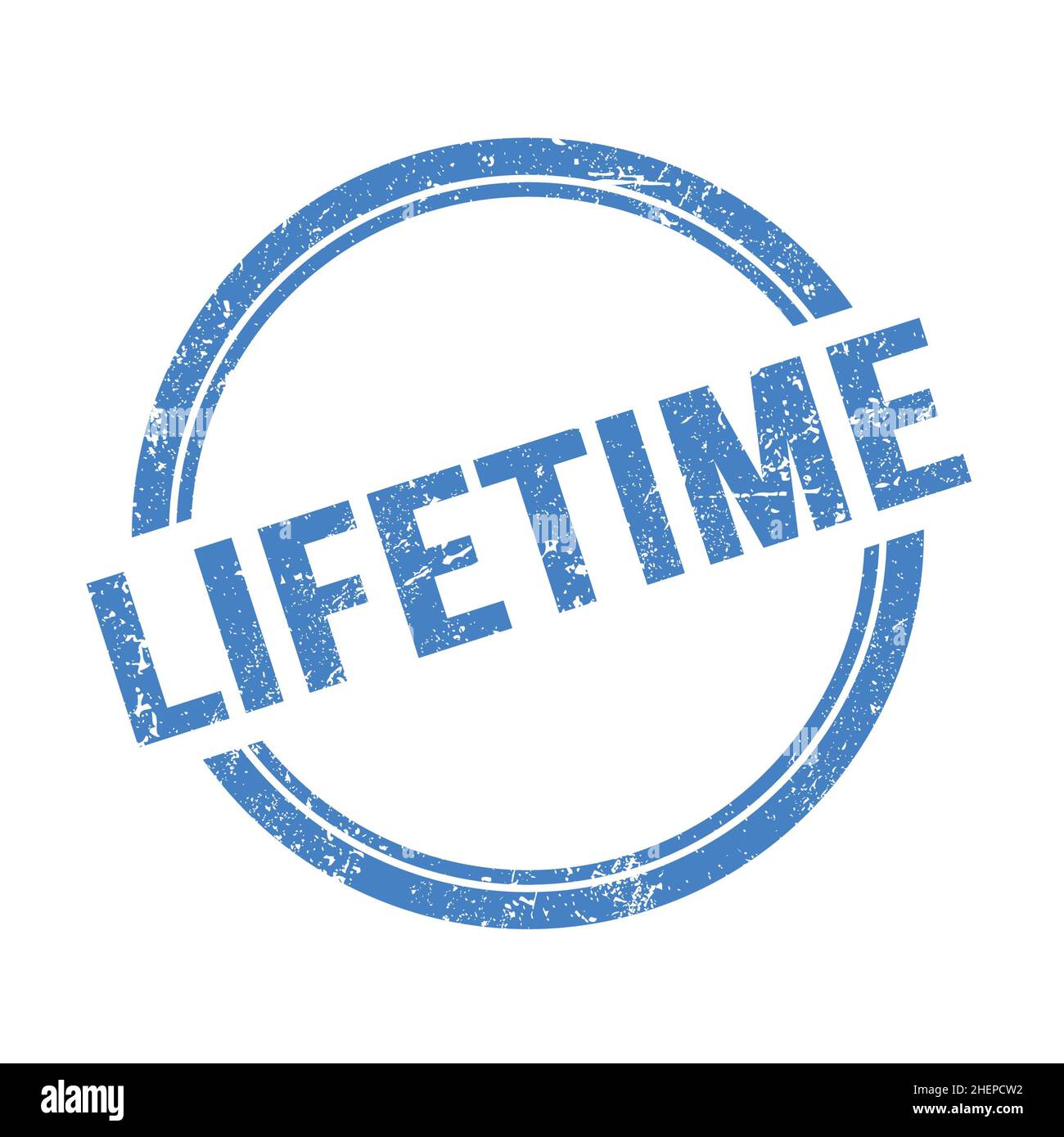 LIFETIME text written on blue grungy vintage round stamp Stock Photo ...