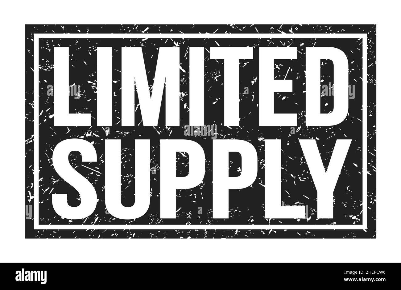 LIMITED SUPPLY, words written on black rectangle stamp sign Stock Photo ...