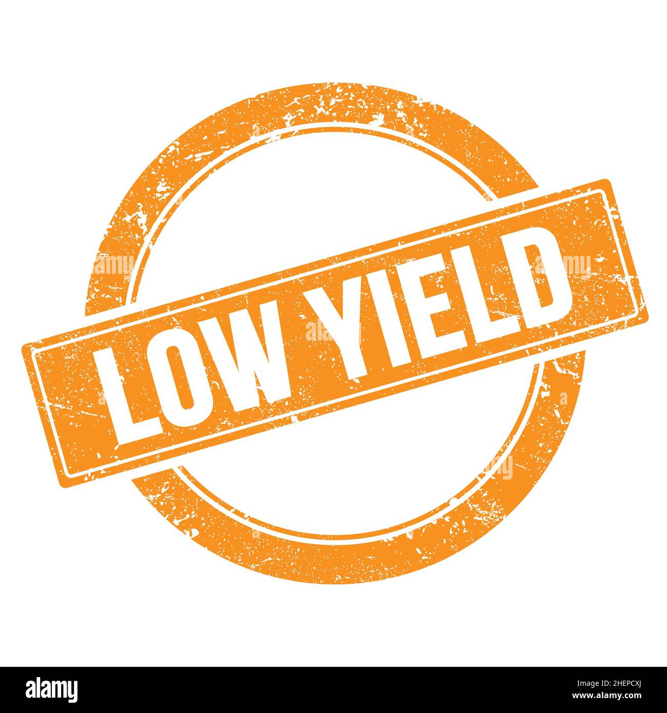 LOW YIELD text on orange grungy round vintage stamp Stock Photo - Alamy