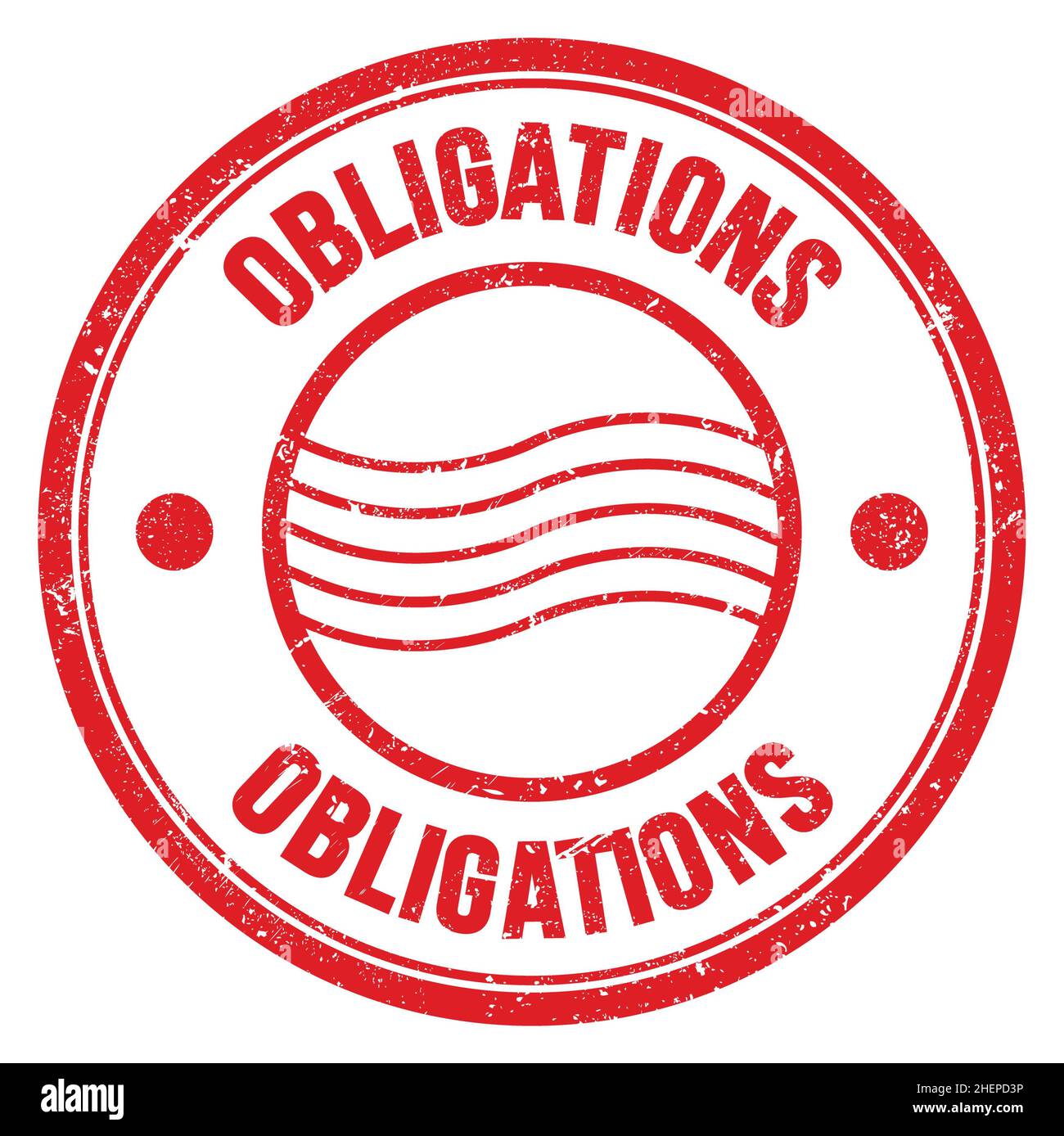 OBLIGATIONS word written on red round postal stamp sign Stock Photo - Alamy